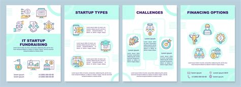 It Startup Fundraising Mint Brochure Template Leaflet Design With Linear Icons Editable 4