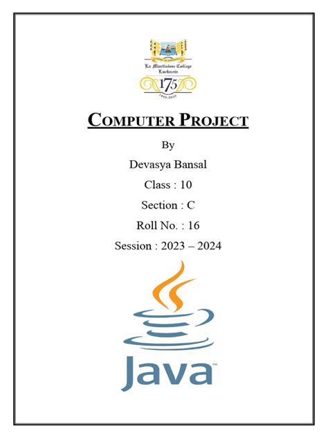 Java Programs For Class 10 Project Pdf Integer Computer Science