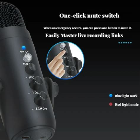 Usb 콘덴서 금속 마이크 Rgb 조명 포함 전문 녹음 스트리밍 데스크탑 팟캐스트 마이크 Pc 컴퓨터 노트북용