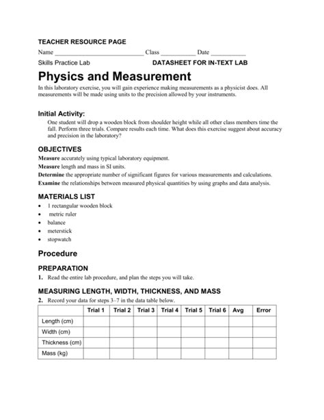 Physics Lab Measurement Data Analysis High Babe