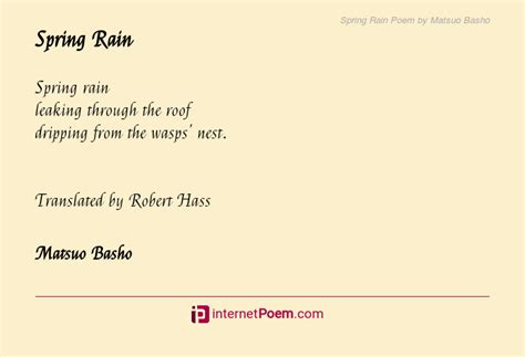 Spring Rain Poem By Matsuo Basho