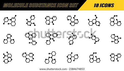 Structure Substance Molecule Collection Modern Molecule Stock Vector