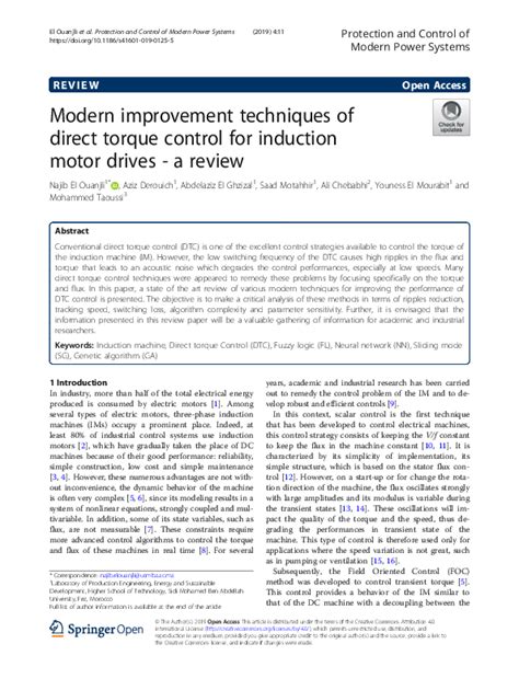 Pdf Modern Improvement Techniques Of Direct Torque Control For