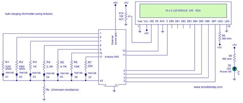 Ohmmeter Circuit Using Arduino Measure Resistance In Lcd