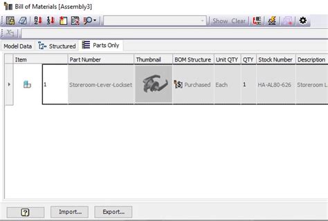Inseparable Sub Assemblies Showing All Parts In Structured Bom Export
