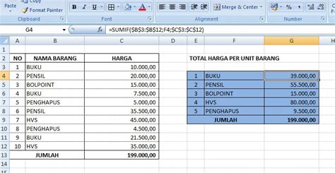 My Blog My Space Rumus Menghitung Total Harga Per Jenis Barang