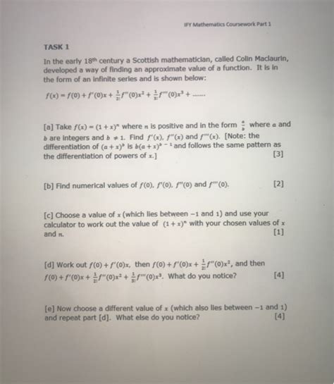 Solved Ify Mathematics Coursework Part 1 Task 1 In The Early