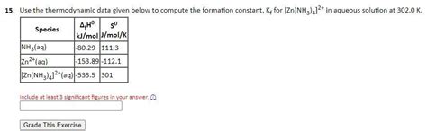 Solved Use The Thermodynamic Data Given Below To Compute Chegg