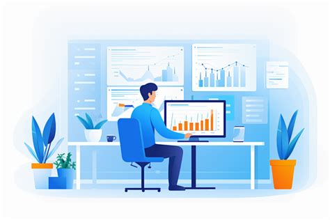 网站扁平化互联网办公数据分析人物场景插画 花瓣网