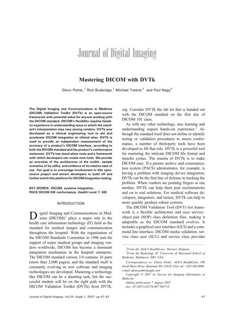 Pdf Mastering Dicom With Dvtk