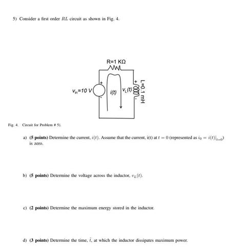 Solved Consider A First Order RL Circuit As Shown In Fig Chegg