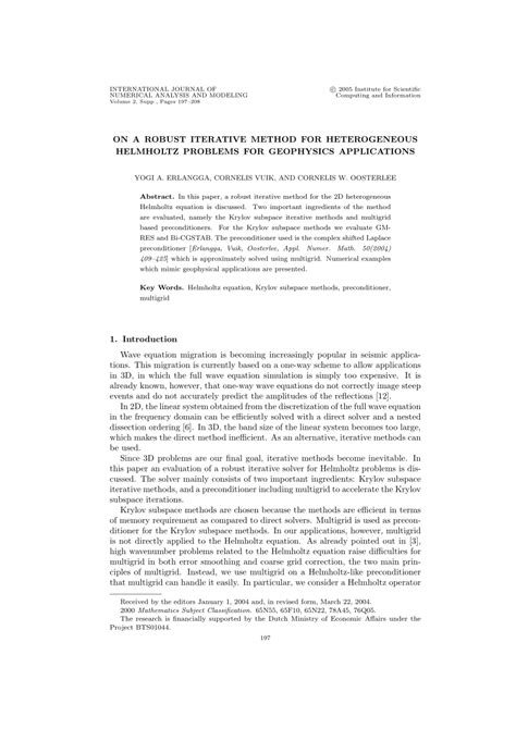 Pdf On A Robust Iterative Method For Heterogeneous Helmholtz Problems