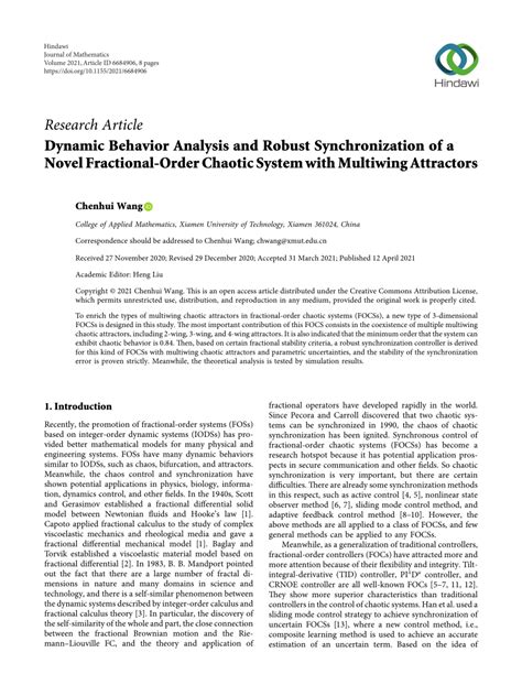 Pdf Dynamic Behavior Analysis And Robust Synchronization Of A Novel Fractional Order Chaotic