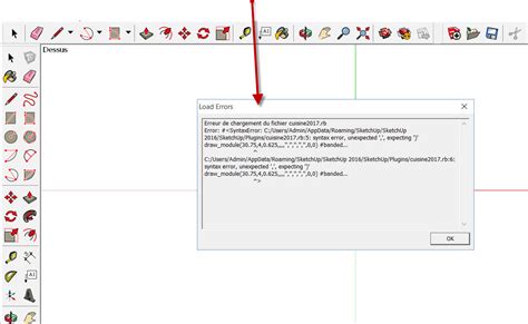 fenêtre d erreur à l ouverture de sketchup fusion 3d