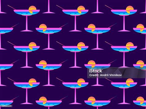 우산 80 년대 스타일의 매끄러운 패턴이있는 칵테일 우산과 오렌지 조각이있는 알콜 칵테일 바 메뉴 광고 자료 및 배너를위한 디자인 벡터 일러스트 레이 션 Central