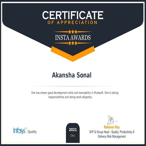Akansha Sonal On Linkedin I Feel Honoured To Receive Insta Awards In Infosys☺ Infosys