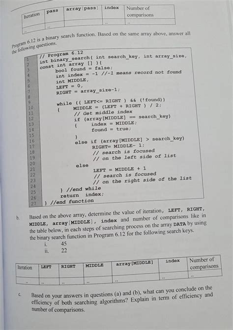 solved basic sequential search and binary search program