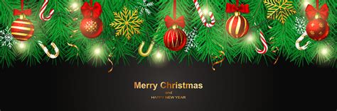 겨울 휴가 배경입니다 크리스마스 나무 가지와 텍스트 공간이 있는 장식 요소가 있는 테두리 전나무 덤불 같은 장식과 프레임 포스터 Fo 새해 복 많이 받으세요 카드 배너 헤더