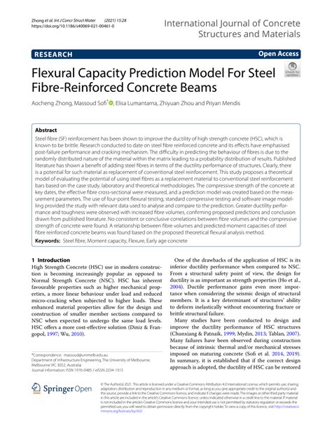 pdf flexural capacity prediction model for steel fibre reinforced