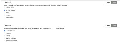 solved question 5 2 points save answer if the cross price