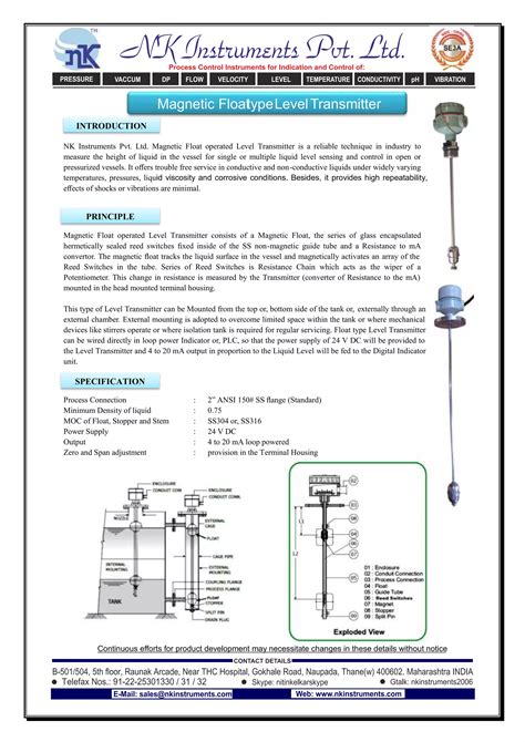 Magnetic Float Type Level Transmitter Pdf Free Download