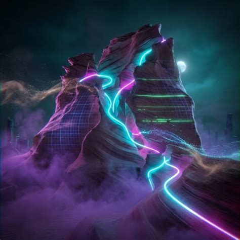 Free Neon Stone Monument Image Cyberpunk Neon Futuristic Download