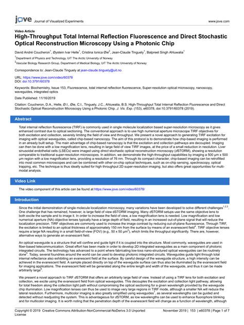 Pdf High Throughput Total Internal Reflection Fluorescence And Direct Stochastic Optical