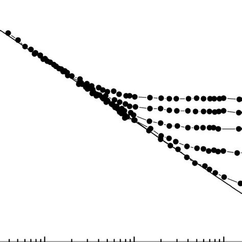 logarithmic plot for g as a function of the network size l for