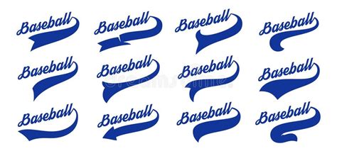 Baseball Swoosh Font Tail Vector Set Swash Sport Underline Curve Text Line Tails Stock