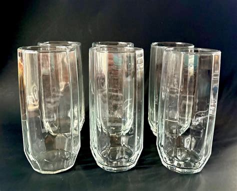 Vintage Libbey Tumbler Glasses Set Of 6 In The Rare Symmetry Clear