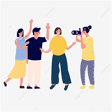 손으로 그린 친구 파티 일러스트 사진 레이션 파티 클립 아트 만화 손으로 그린 Png 일러스트 및 Psd 이미지 무료 다운로드 Pngtree