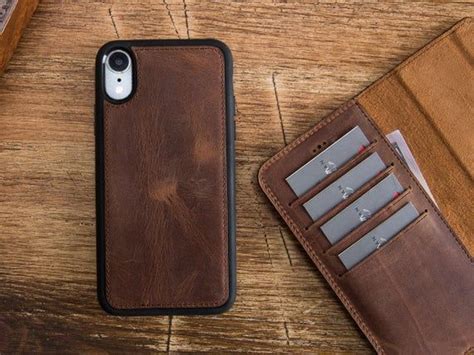 Iphone Xr Leather Wallet Case Iphone Xr Magnetic Detachabel Case Handmade Iphone Xr Handmade