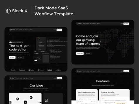 Dark Mode Saas Webflow Template Sleek X Brix Templates