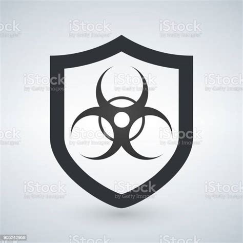 생물 학적 기호 아이콘이 흰색 흰색 배경에 고립 된 방패 벡터 일러스트 레이 션 0명에 대한 스톡 벡터 아트 및 기타 이미지