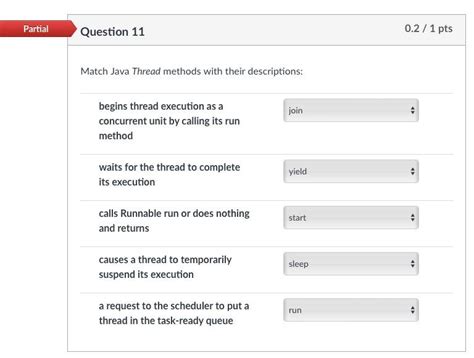 Solved Match Java Thread Methods With Their Descriptions