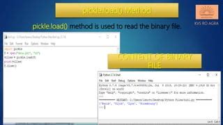 Data file handling in python binary & csv files | PPT
