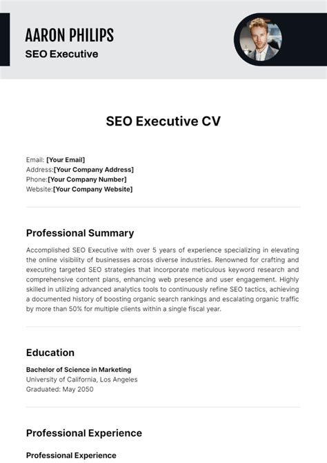 Free Executive Cv Templates To Edit Online And Download