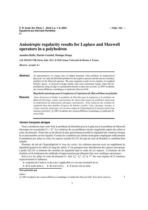 Pdf Anisotropic Regularity Results For Laplace And Maxwell Operators