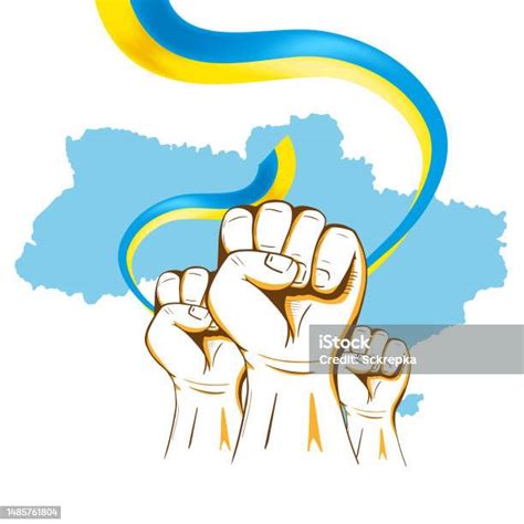 우크라이나 국기가 손에 든 우크라이나 애국 깃발 독립 기념일 배경에 좋습니다 공격성에 대한 스톡 벡터 아트 및 기타 이미지