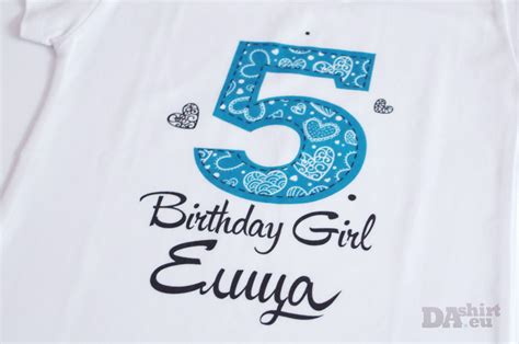 Тениска за рожден ден Birthday Girl в цвят тюркоаз персонализирана