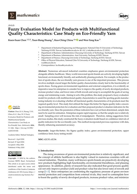 Pdf Fuzzy Evaluation Model For Products With Multifunctional Quality Characteristics Case