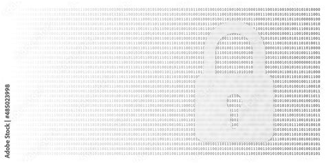 Digital Security Concept By Binary Code Drawing A Padlock On White Background Stock