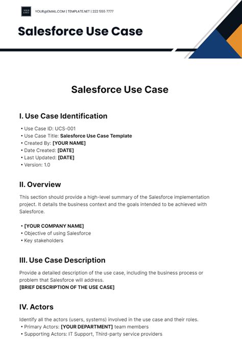 Free Salesforce Use Case Template To Edit Online