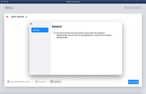 Comment exécuter une synchronisation miroir avec AOMEI Backupper Mac