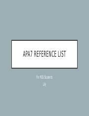 APA7 Reference List Formatting Guidelines For PGS Babes Course Hero