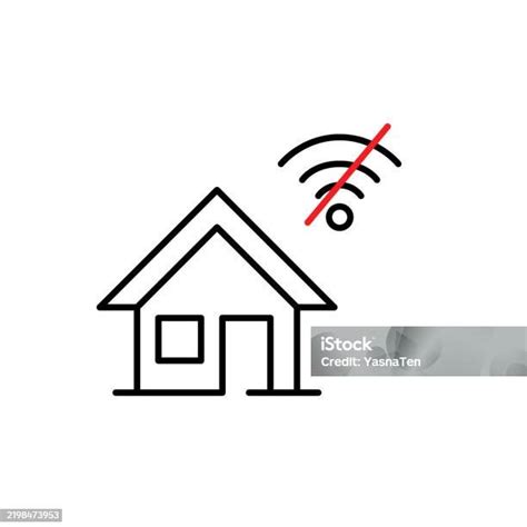 집과 Wifi 기호가 없습니다 인터넷 서비스를 사용할 수 없으며 스마트 홈의 플러그가 뽑혀 있습니다 픽셀 완벽한 벡터 아이콘 0명에 대한 스톡 벡터 아트 및 기타 이미지