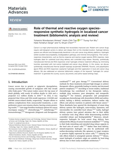 PDF Role Of Thermal And Reactive Oxygen Species Responsive Synthetic Hydrogels In Localized