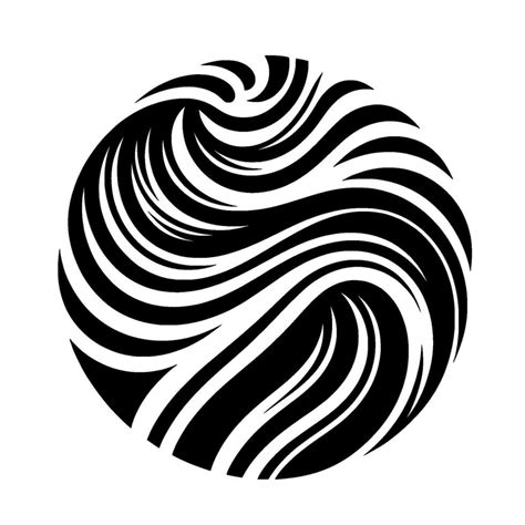 A Monochromatic Abstract Circular Featuring Flowing Wavy Lines