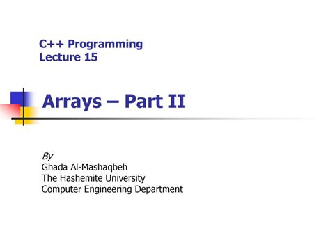 C Programming Lecture 15 Arrays Part Ii Ppt Download