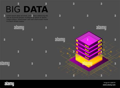Concept Of Big Data Processing Energy Station Of Future Server Room Rack Data Center Isometric